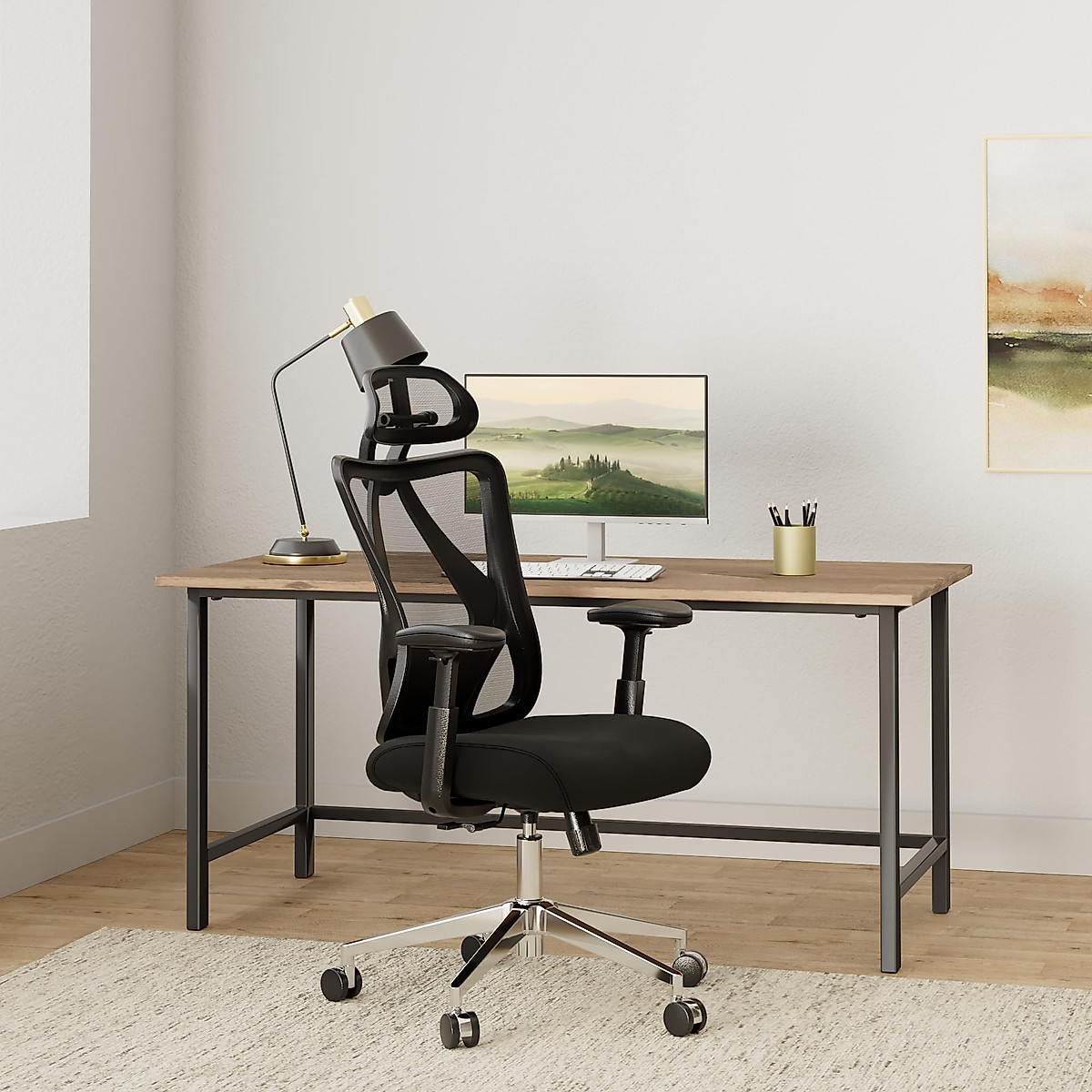 Sweetcripy Bar Stools Set of 2, PU Leather Adjustable Swivel Barstools Chair