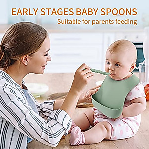 Silicone Baby Feeding Spoons [6 Pack] ME.FAN First Stage Baby Infant Spoons - Baby Utensils Soft Training Spoon Self Feeding - Chew Spoon Set for Babies and Toddlers
