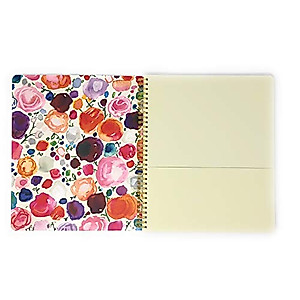 Kate Spade New York Large Spiral Notebook, 11" x 9.5" with Pocket and 160 College Ruled Pages, Quote- Flowers