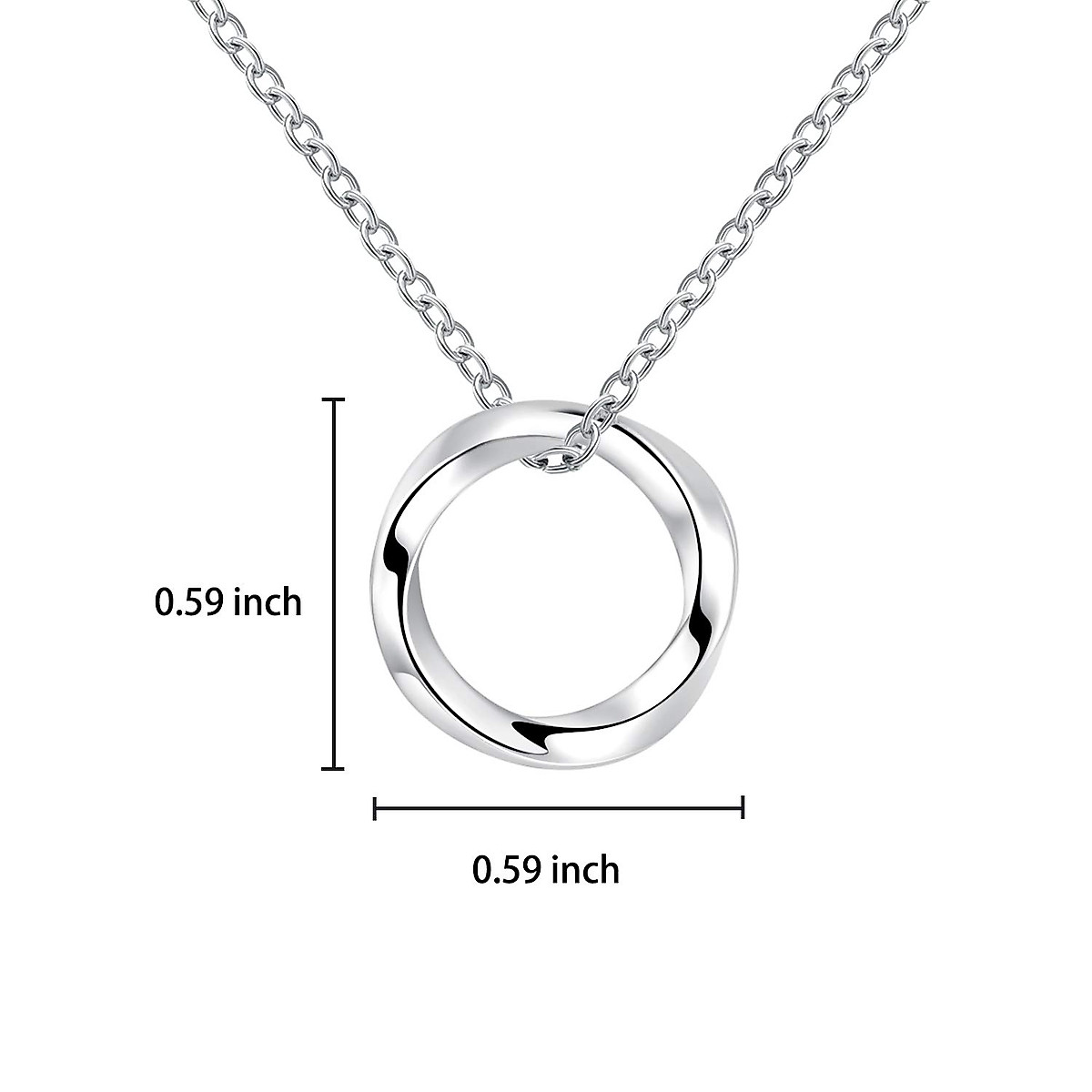 JXJL Circle Pendant Necklace for Women Dainty Eternity Mobius Circle of Life Jewelry 925 Sterling Silver Christmas Birthday Gift for Wife