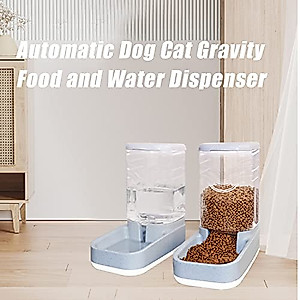 Darrengoing Automatic Pets Feeder and Water Dispenser Set, Gravity Food Feeder and Water Dispenser with Food Bowl, Automatic Cat Water Dispenser for Small Middle Pets Cats Dogs (3.8L)