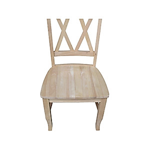 International Concepts Set of Two Double X-Back Dining Chair, 19.9"W x 22"D x 41.3"H, Wood Unfinished