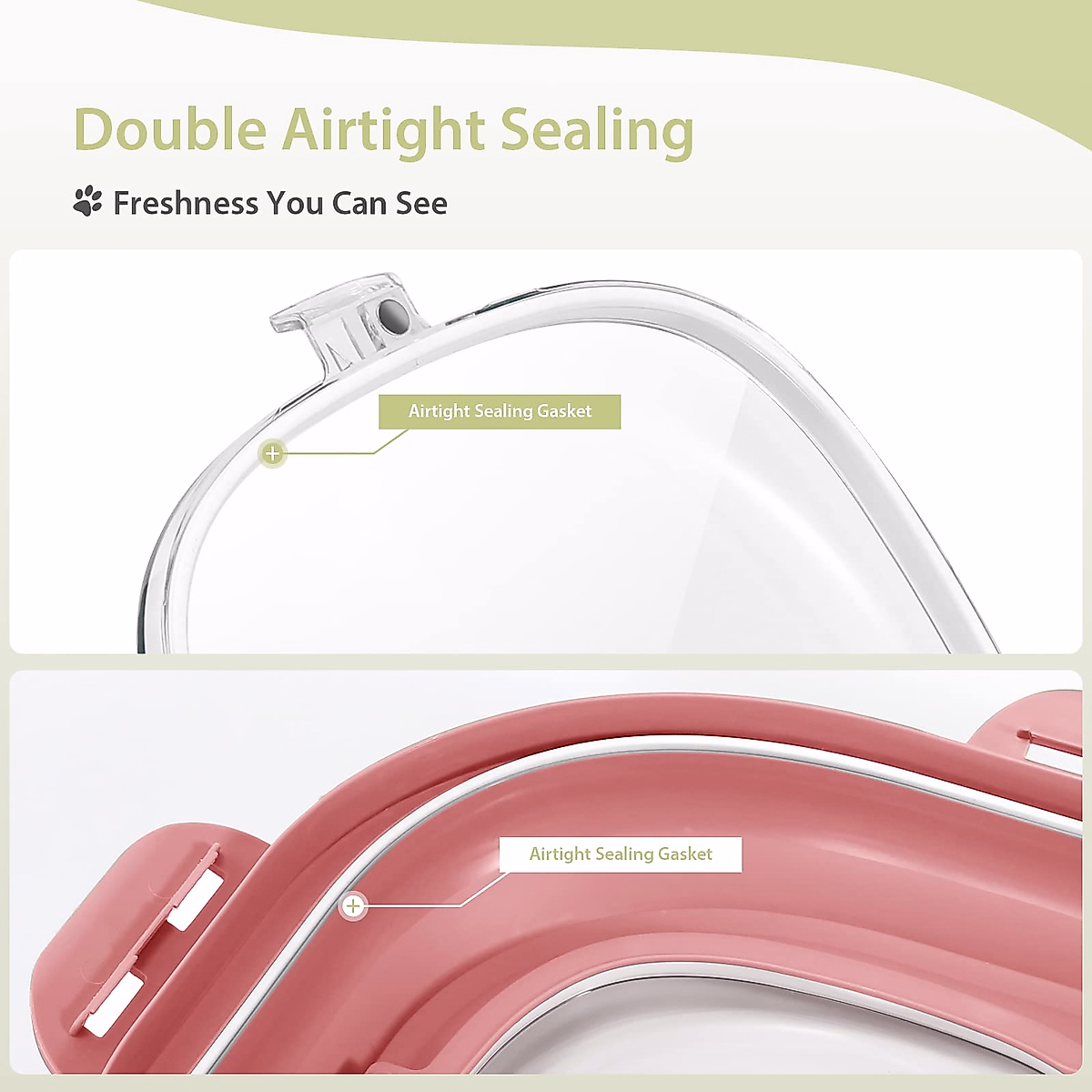 Rice Storage Container, Lockcoo Foldable Airtight Cereal Food Storage Containers 20 to 50 Lbs with Measuring Cup & Wheels, Dry Food Flour Sugar Storage Container Large Kitchen Pantry Holder, Pink