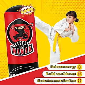 VCOLAN Larger Stable Punching Bag for Kids,67" Inflatable Kids Punching Bag for Kids Age 5-12,Free Standing Ninja Boxing Bag,Christmas Birthday Gifts for Boys Girls Practicing Karate,Taekwondo,MMA