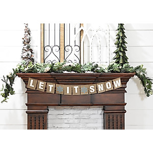 Let It Snow Christmas Banner - Ready to Hang Holiday Decor - Festive Burlap Seasonal Winter Decoration - Frozen Theme Party Decorations - Rustic Snowflake Bunting Garland by Jolly Jon