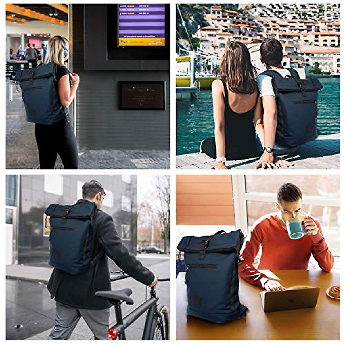 X RAY Expandable Roll Top Waterproof Trendy Backpack With Laptop Pocket, One Size, Navy