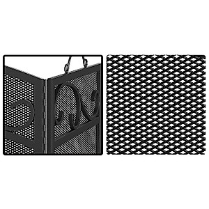 Fire Beauty Fireplace Screen 3 Panel with Handles Wrought Iron 51"(L) x31(H) Spark Guard Cover(Black)