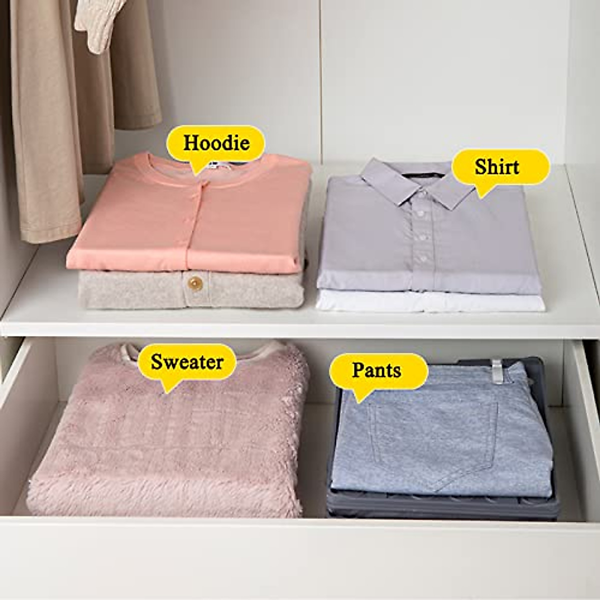 10 Layer Stackable T Shirt Trays Board with Clips Wardrobe Shelf Dividers Closet Organizers Pants Clothes Folder Storage System
