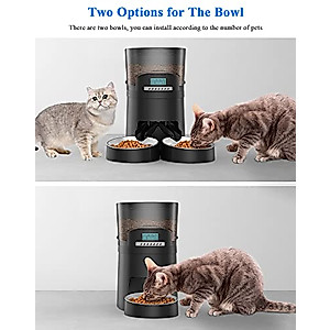 HoneyGuaridan Automatic Cat Feeder for 2 Cats,Wi-Fi Smart Pet Feeder,Timer Cat Food Dispenser for Cats & Dogs, APP Control,Dessicant, Voice Recorder,Stainless Steel Bowl 1-6 Meals a Day (Black)