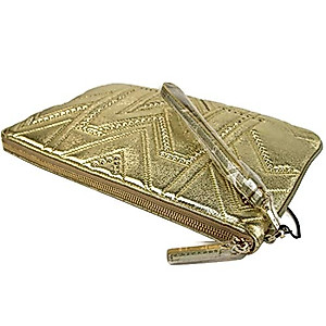 MCM Women's Munichi Gold Metallic Leather Medium Pouch Wristlet MYZ9SKL02DA001