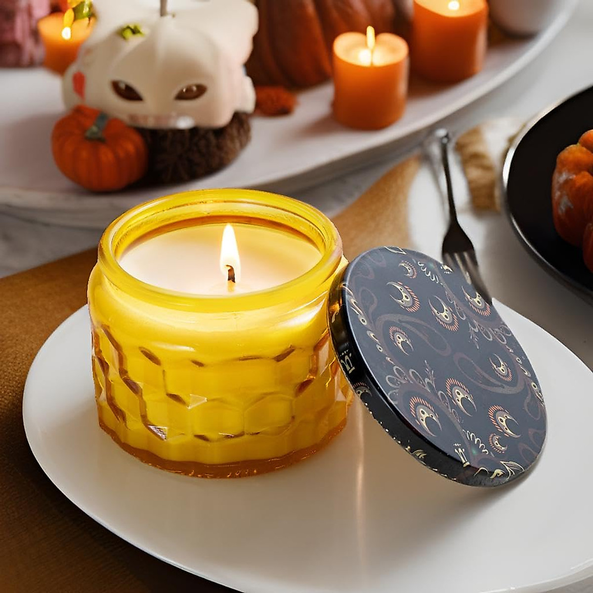 Pumpkin Chai Candle, Fall Candle for Home Scented, Autumn Candles for Women & Men, House Warming Gift, Small Candle Jar, 4.2 Ounce, 28Hour Burn Time, Halloween Candles Gift