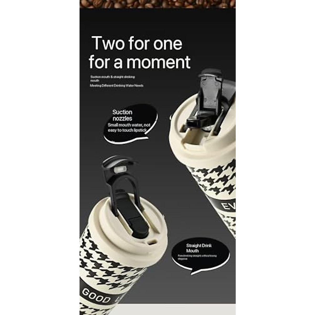 Coffee mug, Coffee Travel Mug +gift box,18 OZ stainless steel+ceramic tumbler, portable travel mug, Double drinking mouth, straight Drink +Straw, best wedding, anniversary, birthday gift