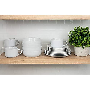 10 Strawberry Street Wazee Matte Coupe Dinnerware Pack of 16, White