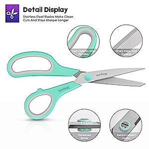Scissors, iBayam 8" Multipurpose Scissors Bulk 3-Pack, Ultra Sharp Blade Shears, Comfort-Grip Handles, Sturdy Sharp Scissors for Office Home School Sewing Fabric Craft Supplies, Right/Left Hand