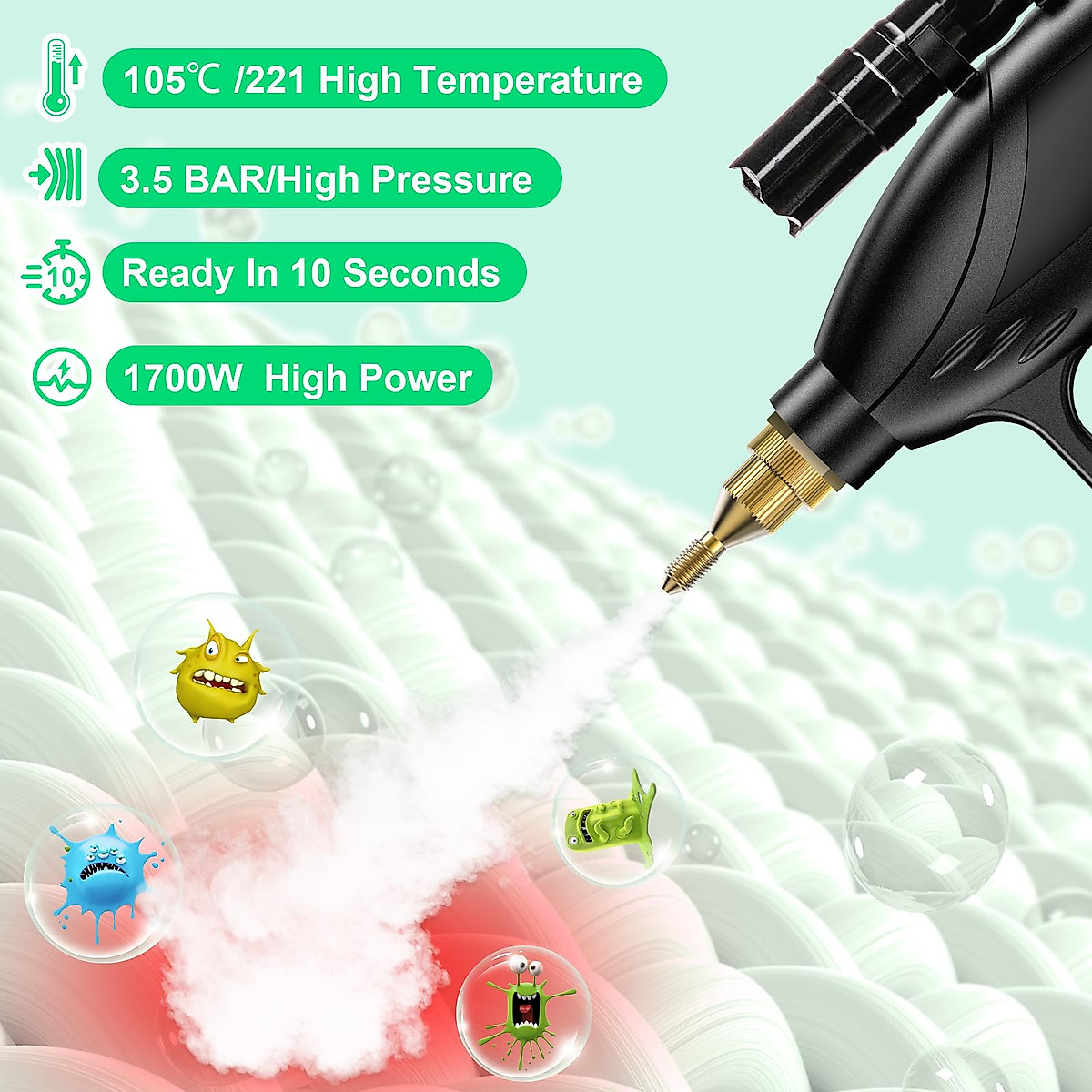 AUXCO Handheld Steam Cleaner for Home - High Pressure for Upholstery, Kitchen, Bathroom, Grout and Tile