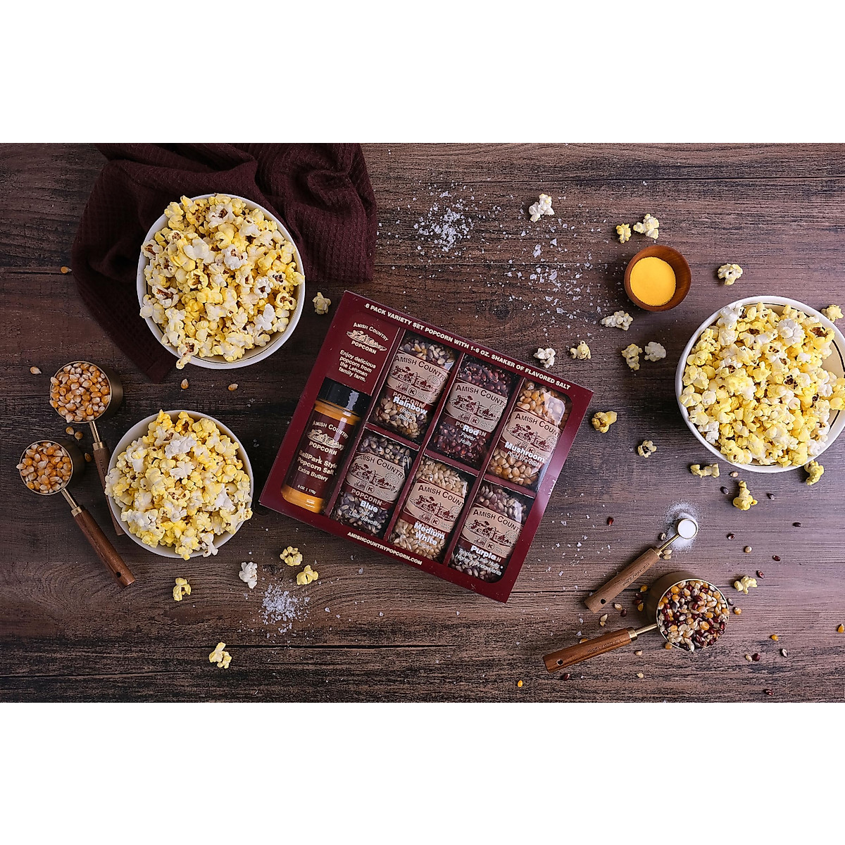 Amish Country Popcorn | Popcorn Kernel Variety Set with ButterSalt | 6-4 oz Bags | Old Fashioned, Non-GMO and Gluten Free