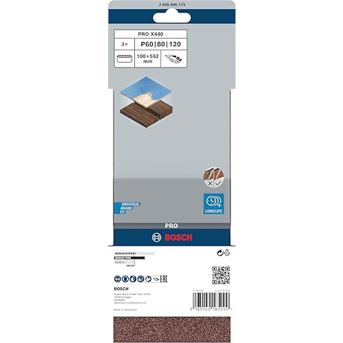 Bosch 2608606173 100 x 552 mm Sanding Belts for Peugeot and Skil Belt Sanders