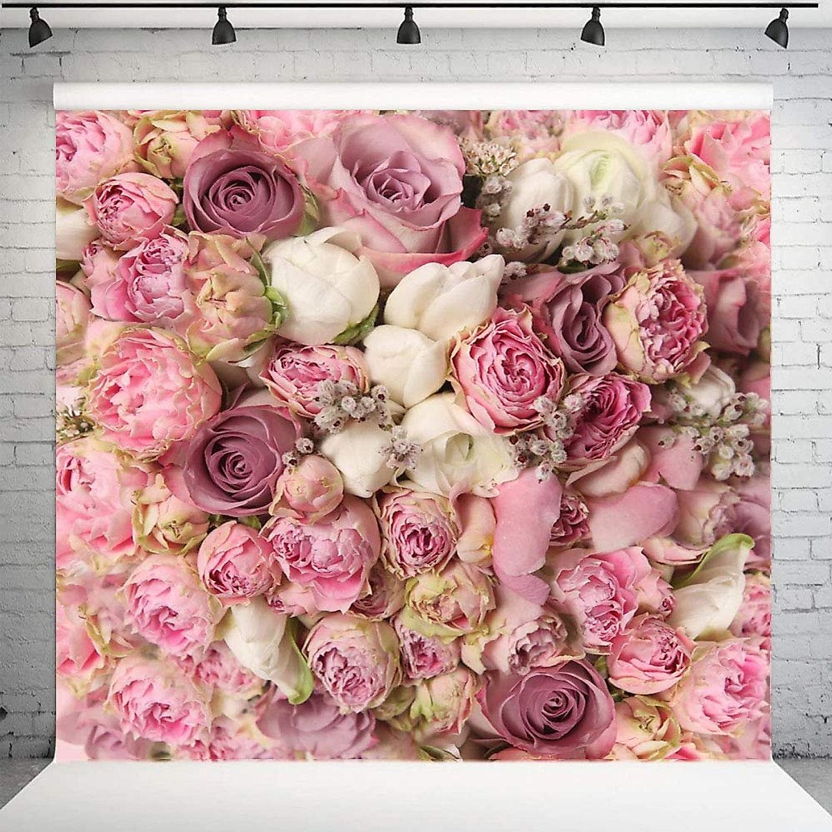KonPon 8x8ft Flowers Backdrop Rose Floral Party Wedding Backdrops for Photography Baby Shower Marriage Photo Backdrop for Studio Props KP-156