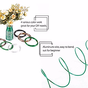 Pumbaa 12 Rolls Aluminium Bonsai Training Wires- 196 Feet 4 Color Tree Training Wire Set with 3 Size (1.0mm, 1.5mm, 2mm) for Bonsai TRE - Multi