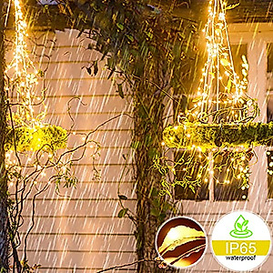2 Pack Solar Fairy Lights Outdoor, 39.37ft 120 LED 8 Modes Warm White Solar String Lights Waterproof, Copper Wire Lights for DIY Decoration Garden Party Wedding Patio Yard