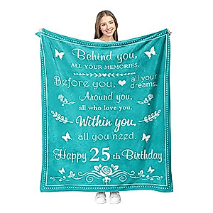 Fouca 25th Birthday Gifts for Women, Happy Birthday Gifts for 25 Year Old Women, Best 25th Gift Ideas Throw Blankets for Daughter Niece Bestie Sister Friends, 25th Birthday Decorations 60" X 50"