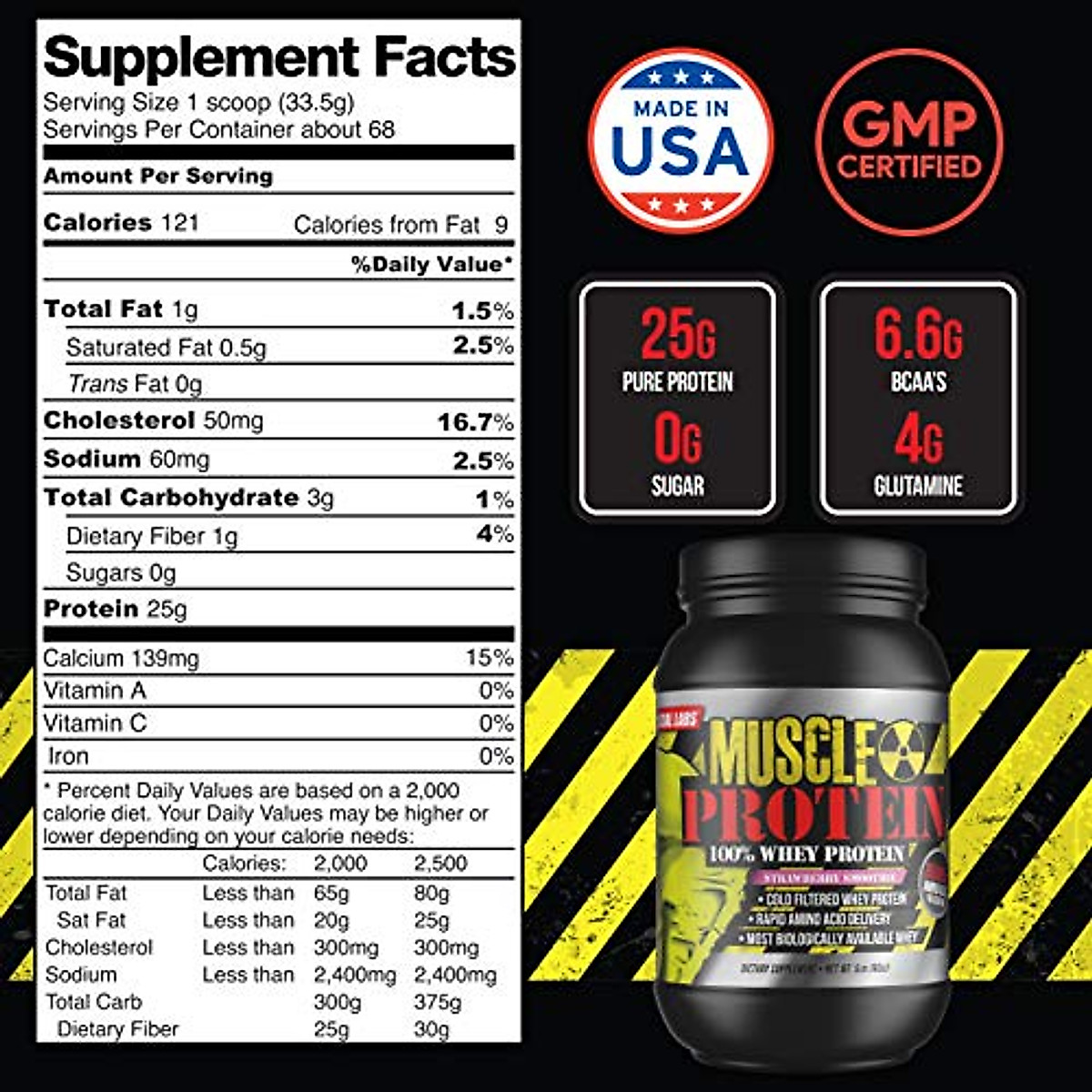 Colossal Labs 100% Whey Protein Powder Isolate/Blend | Fast-Absorbing Workout Supplements for Men and Women | 25g of Pure Protein and 5.5g of BCAAs in Each Serv | Vanilla, 5 Pound (Pack of 1), 68 Servings