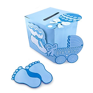 Tytroy Baby Shower Wishing Well Card Box Cute Decoration Rattle Pretty Keepsake Carriage (Blue)