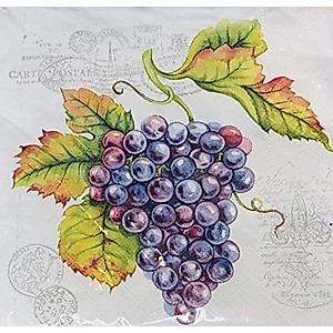 20-ct 13x13 Purple Grape Napkins Decoupage Napkins Luncheon Cocktail Paper Napkins Decorative Paper Napkins for Dessert Birthday Wedding Anniversary Dinner Napkins Paper for ALL Seasons Mom Dad Artist