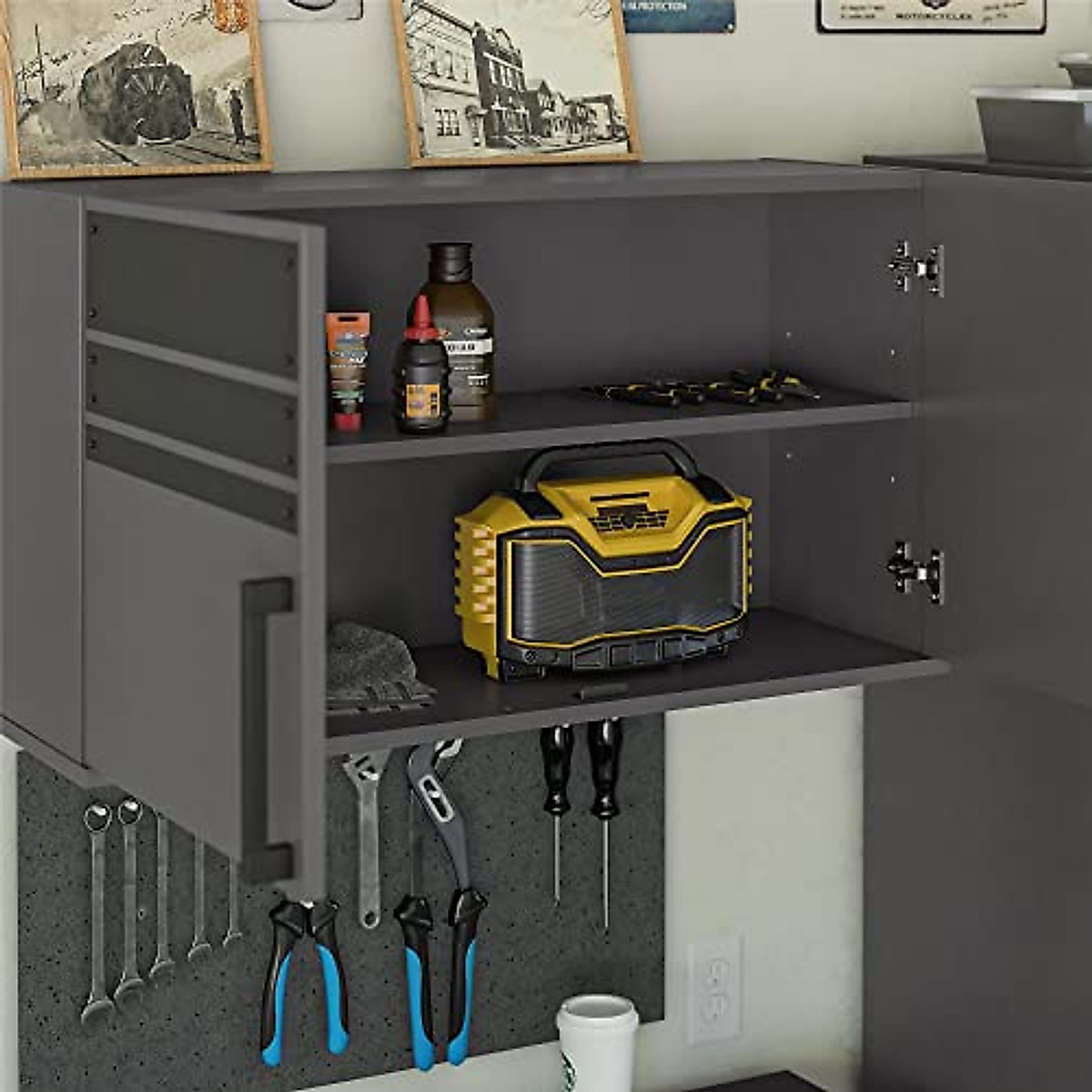 SystemBuild Evolution Shelby 2 Door Garage Wall Cabinet, Graphite