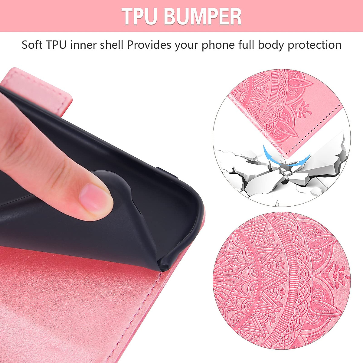 Asuwish Compatible with Xiaomi Redmi 6/6A Wallet Case and Tempered Glass Screen Protector Credit Card Holder Flip Purse Accessories Wrist Strap Cell Phone Cover for Redmi6 Redmi6A Women Men Rose Gold