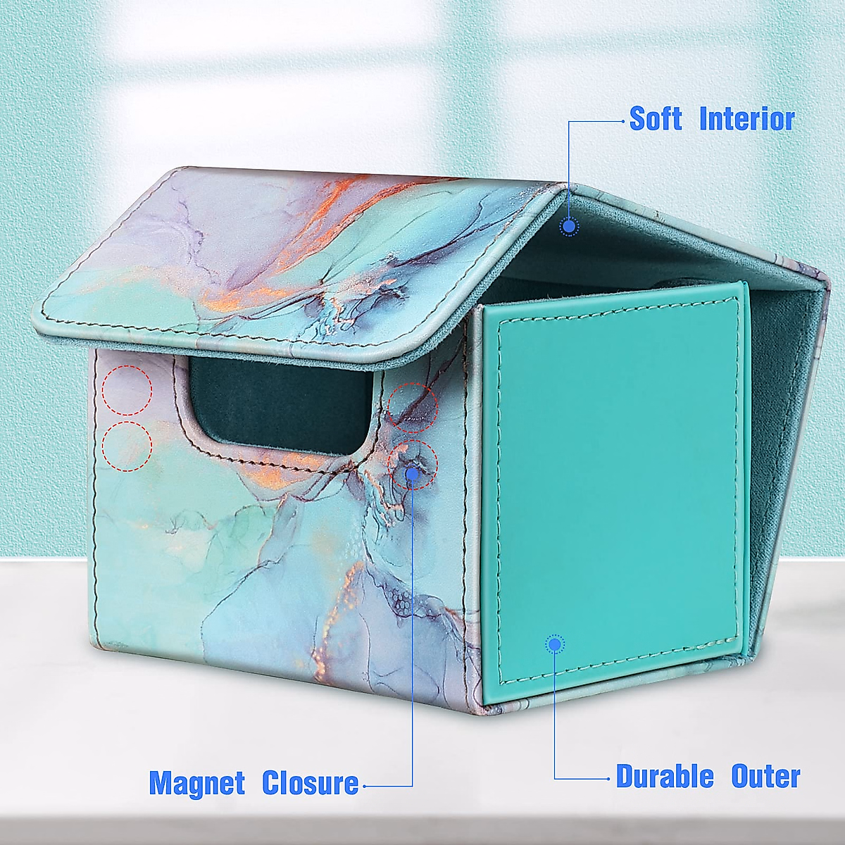 CaseBot Card Deck Box Compatible with MTG/TCG/CCG, Magnetic Game Card Case Large Size Fits Up 180+ Game Cards with PU Divider, Black