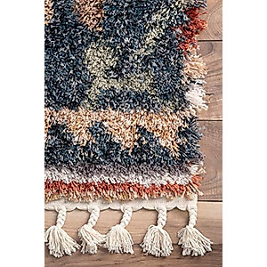 nuLOOM Rosemarie Southwestern Moroccan Shag Area Rug, 9' x 12', Blue