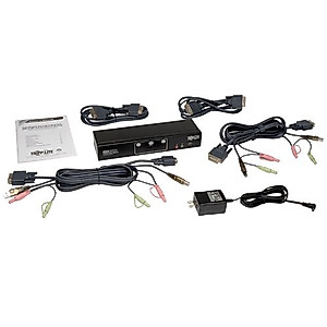 Tripp Lite 2-Port Dual Monitor DVI KVM Switch with Audio, USB 2.0 Hub & Cables (B004-2DUA2-K)
