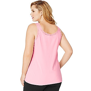 Just My Size Women's Plus Size Stretch Jersey Lace Trim Tank, Light Steel, 3X