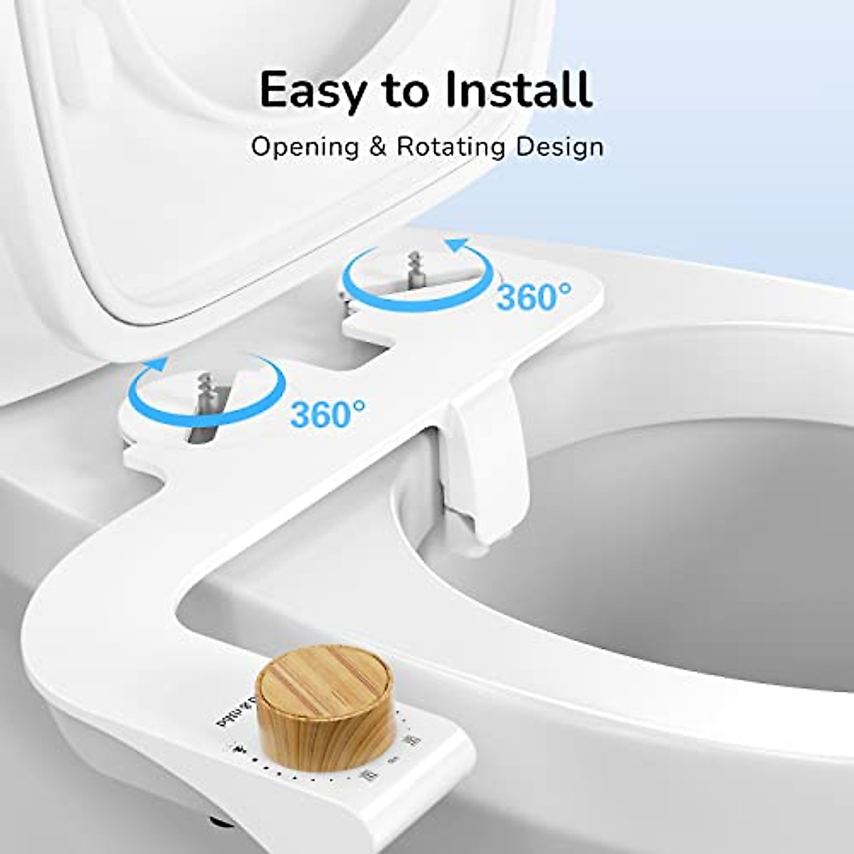 Bath & Bum Bidet, Ultra-Slim Bidet Attachment, Non-Electric Bidet Toilet Seat Attachment,Detachable Self-Cleaning Dual Nozzles and Adjustable Water Pressure, Easy to Install Bidet