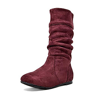 DREAM PAIRS Little Kid BLVD-K Burgundy Girl's Knee High Boots Size 3 M US Little Kid