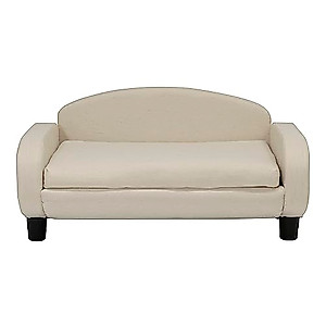 Paws & Purrs Modern Pet Sofa 31.5" Wide Low Back Lounging Bed with Removable Mattress Cover in Espresso/Oatmeal