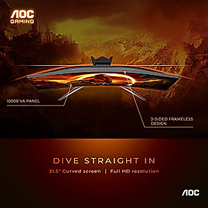 AOC C32G2 31.5-inch 1500R Curved VA Full HD 1ms 165Hz FreeSync Gaming Monitor (Renewed)