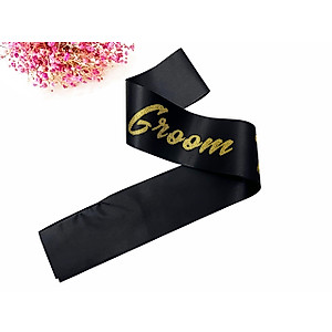 Ashaqshnglee Groom to Be Sash, Groom Sash Bachelor Party Funny Accessory for Future Groom Wedding Gift Idea from Bride to Be Black Gold