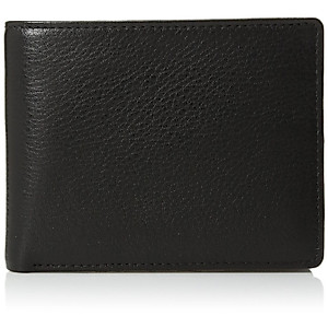 Perry Ellis Portfolio Men's Park Avenue Leather Wallet With Passcase, Black, One Size