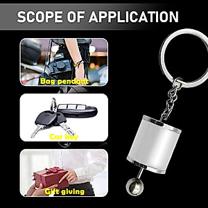 gunhunt 1 PC Car Shifter Keyring, 6 Speed Gear Key Clip, Universal Polished Metal Collectible Key Chain Creative Model (Silver)