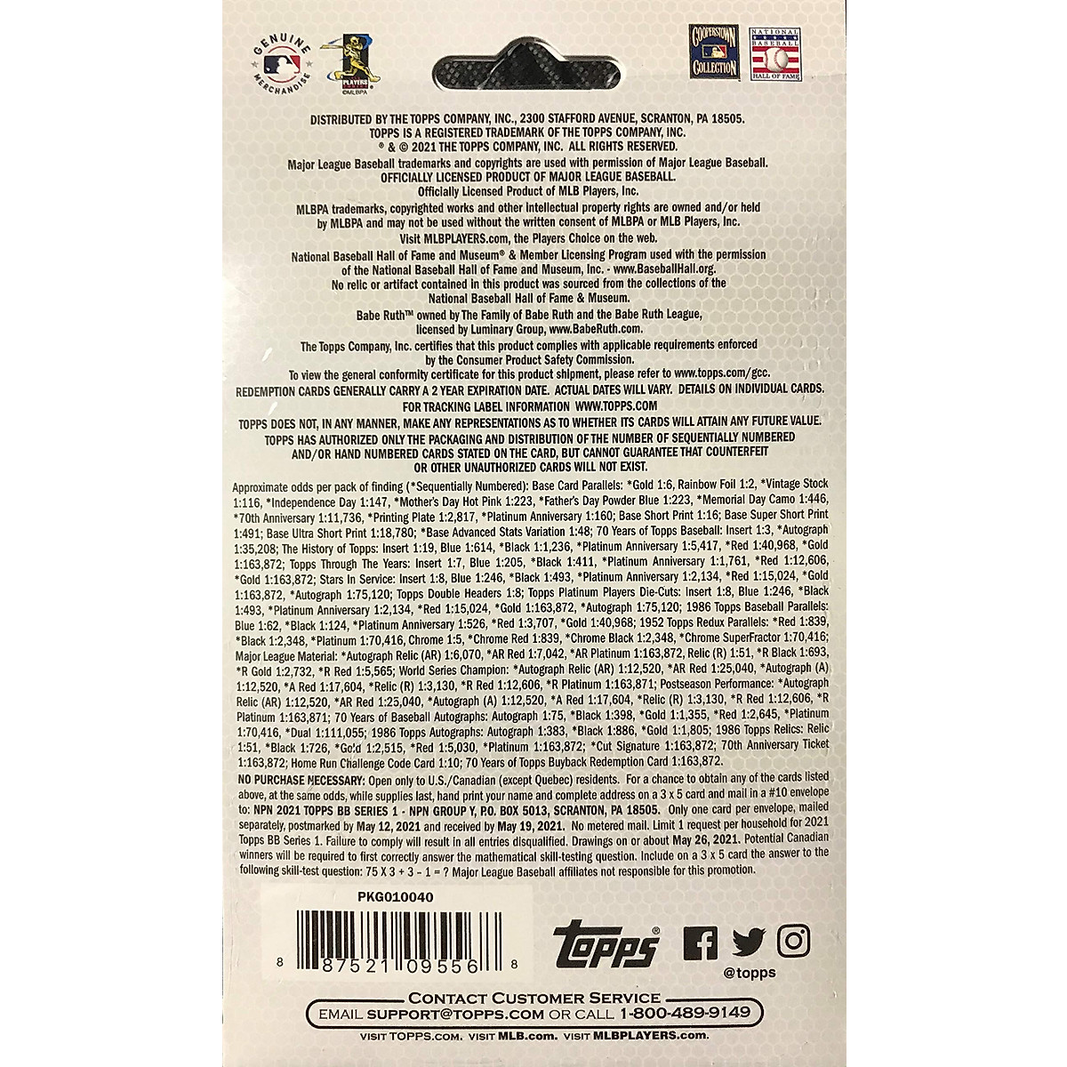 Topps 2021 Series 1 Baseball Hanger Pack