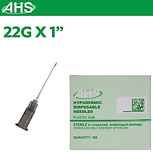 Sterile Disposable Injection Needle with Cap for Animal, Pet, Poultry and Industrial Dispensing Needle Accessories (22G X 1)