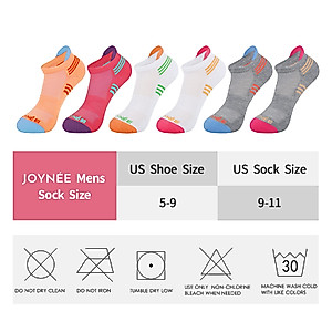 JOYNÉE Womens Ankle Cushioned Socks 6 Pack Athletic Low Cut Socks with Heel Tab for Running Sports