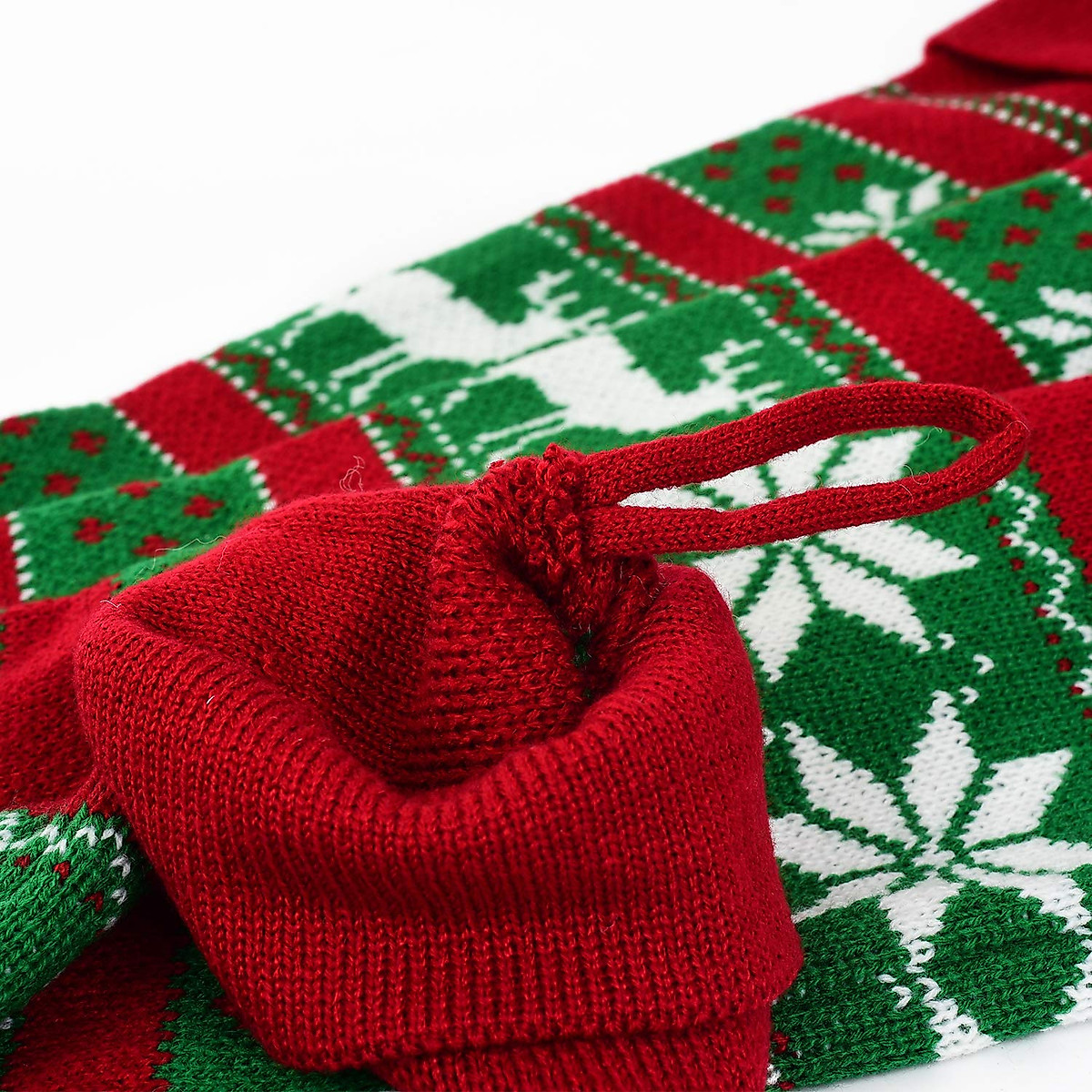 DearHouse 4 Pack Knit Christmas Stockings, 25 Inch Extra Long Stripe Snowflake Knit Knitted Xmas Rustic Personalized Large Stocking Decorations for Family Holiday Season Decor, Green