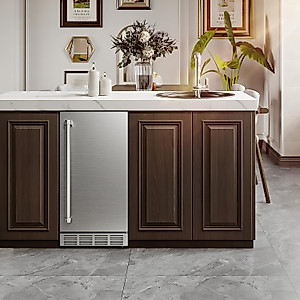 cureder 15 Inch Outdoor Refrigerator, Weather Proof Stainless Steel Beverage Beer Cooler Under Counter Fridge, Indoor/Outdoor Refrigerator with 3 Shelves for Patio Kitchen and Commercial Use