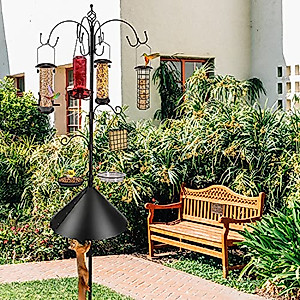 Bird Feeding Station Kit Bird Feeder Pole Wild Bird Feeder Hanging Kit with Suet Cage Bird Bath Mesh Tray Fruit Hook Double W Hook for Attracting Wild Birds and Planter Hanger Lights
