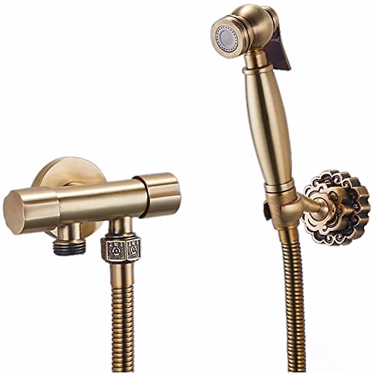 MINJING Handheld Bidet Sprayer for Toilet, Brass Cloth Diaper Sprayer Kit Wall Mounted Green Bronze Bidet Sprayer Set Single Handle Toilet Bidet Sprayer Kit with 150cm Shower Hose