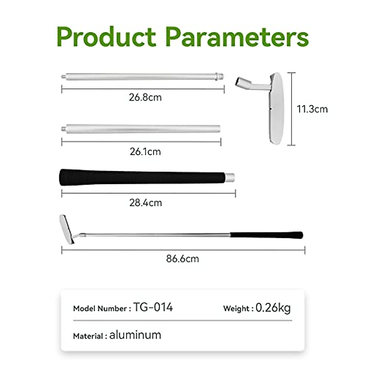 KYTAI Golf Practice Putter Putt Two Way Head for Right or Left Handed Golfers Detachable Putter with Stainless Steel Clubhead with 2 Practice Golf Balls Nice Gift -35" Length (Right)