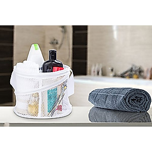 Bathroom Personal Organizer - 8" X 6" - Three Large Compartments to Organize Your Bathroom Accessories. The Shower Caddy Features a Drainage Hole and Carry Handle for Easy Transport. (White)